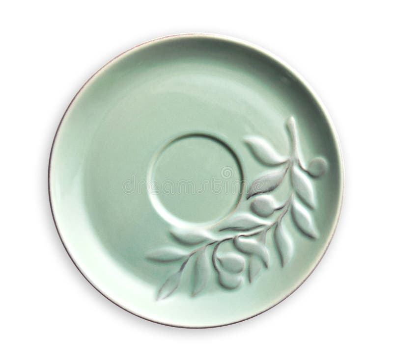 Empty Ceramics Plates, Classic Dark Green Plate Isolated on White ...