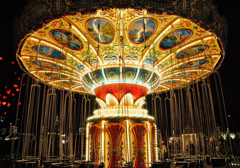 Carousel Colorful Playground Spinning Stock Image - Image of outdoors ...