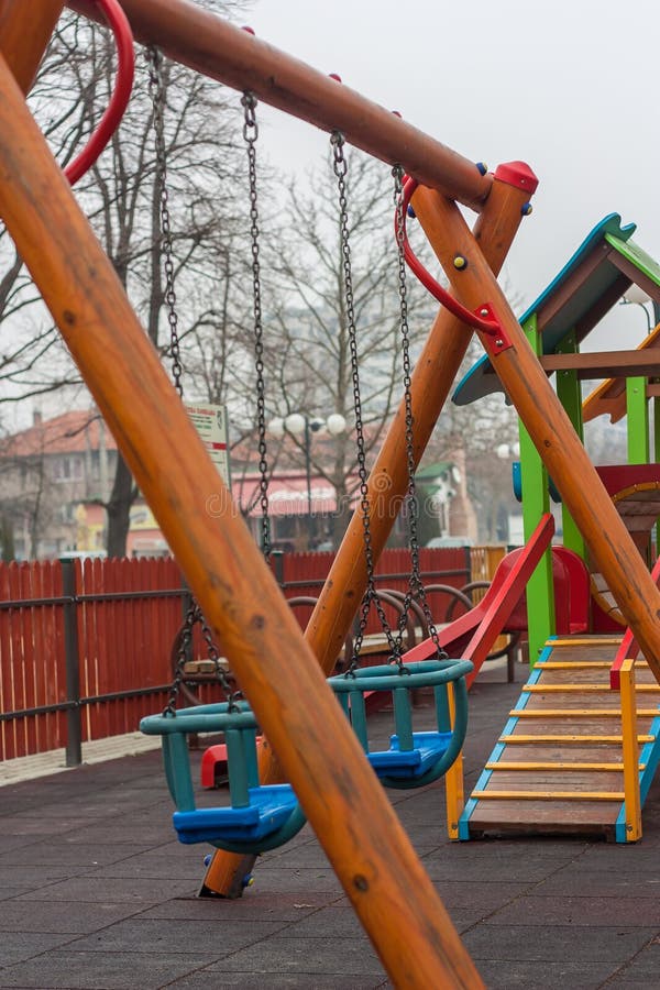 Empty chain swing stock image. Image of park, child, swinging - 48982113