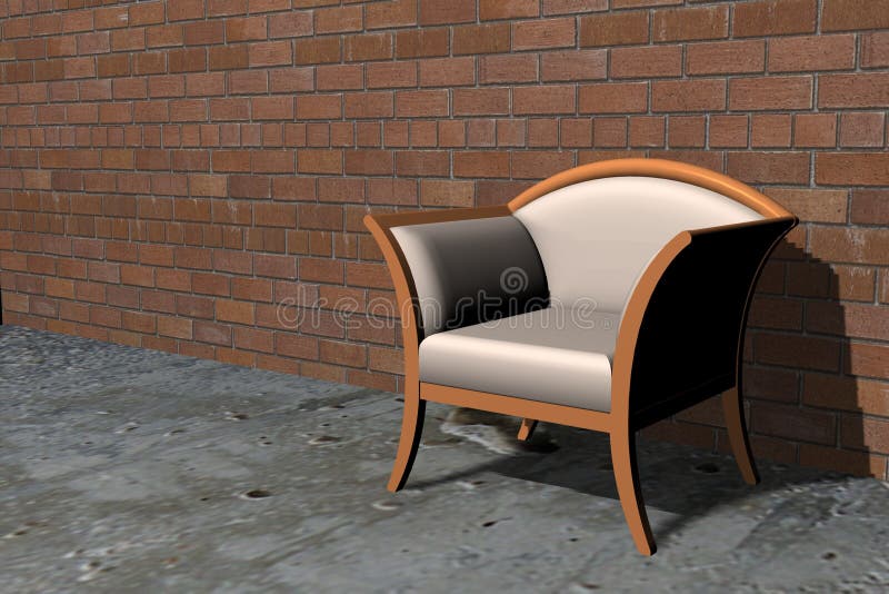 Empty Chair on Brick Wall stock vector. Illustration of single - 46978909