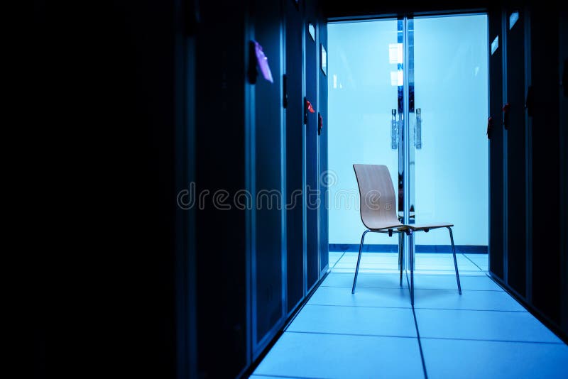 Chair in Computer Server Room Stock Image - Image of lights, networking ...