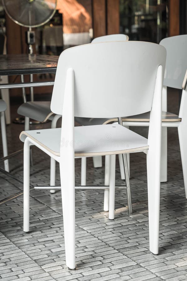 Empty chair in restaurant stock photo. Image of white - 97151474