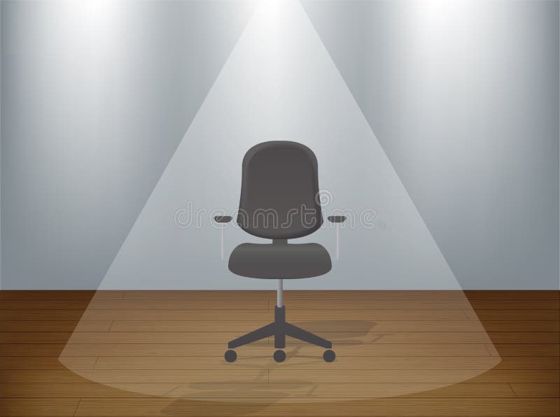 Empty Chair on Wooden Wall with Bookshelf Stock Vector - Illustration ...