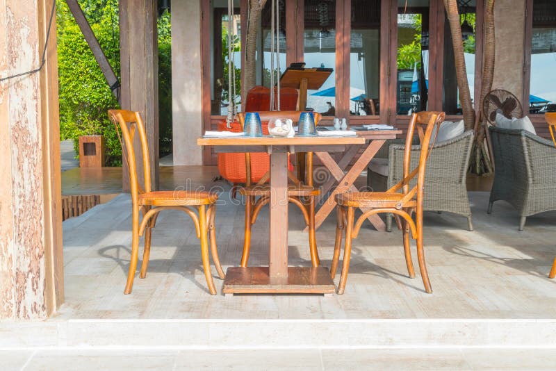 Empty chair and table stock photo. Image of dinner, food - 99791784