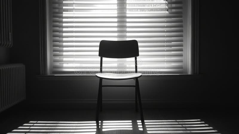 Empty Chair by Window in Dark Room Stock Illustration - Illustration of ...