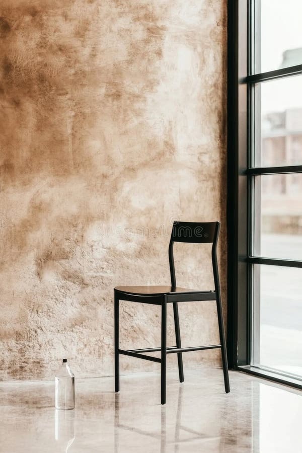 Empty Chair and Workspace with Books and Notebooks, Background Stock ...