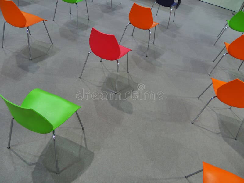 Empty Chairs Arranged Respecting Social and Physical Distancing Rules ...