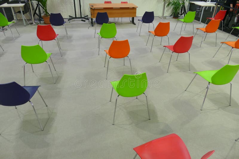 Empty Chairs Arranged Respecting Social and Physical Distancing Rules ...