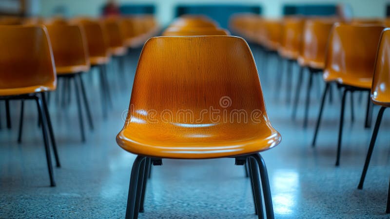 Empty Chairs Arranged in Rows in a Classroom Setting. Stock Photo ...
