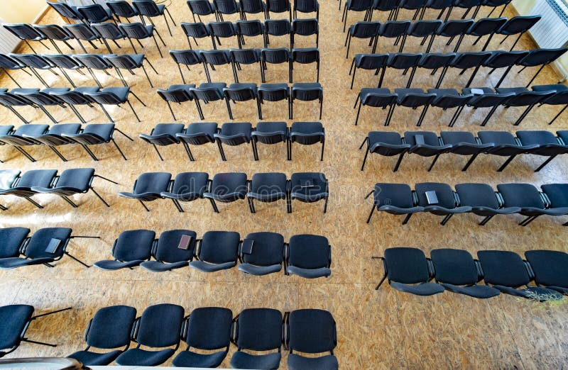 Empty Chairs in the Assembly Hall are Arranged in Rows, Top View Stock ...