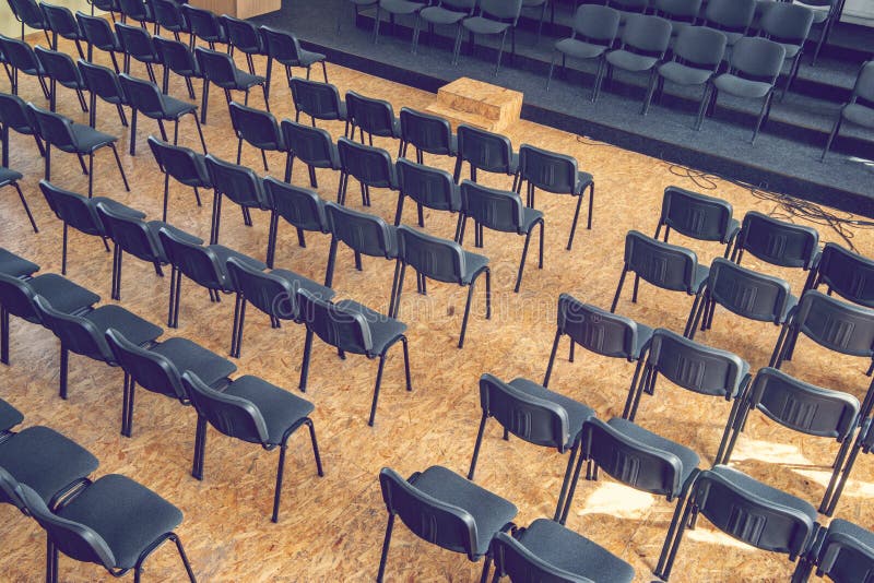 Empty Chairs in the Assembly Hall are Arranged in Rows, Top View Stock ...