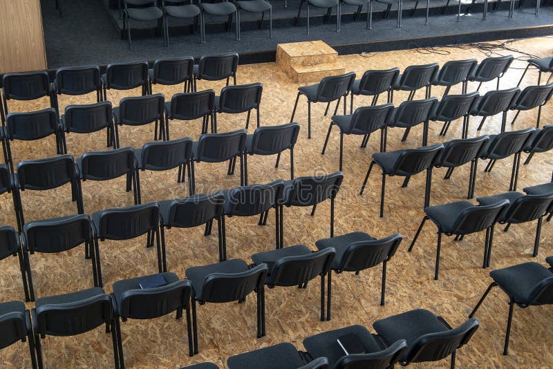 Empty Chairs in the Assembly Hall are Arranged in Rows, Top View Stock ...