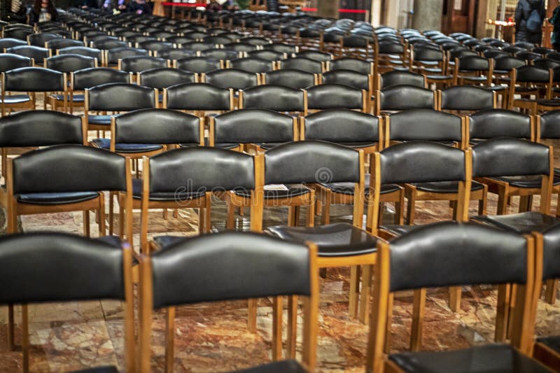 Empty Chairs in the Church before the Festive Stock Photo - Image of ...