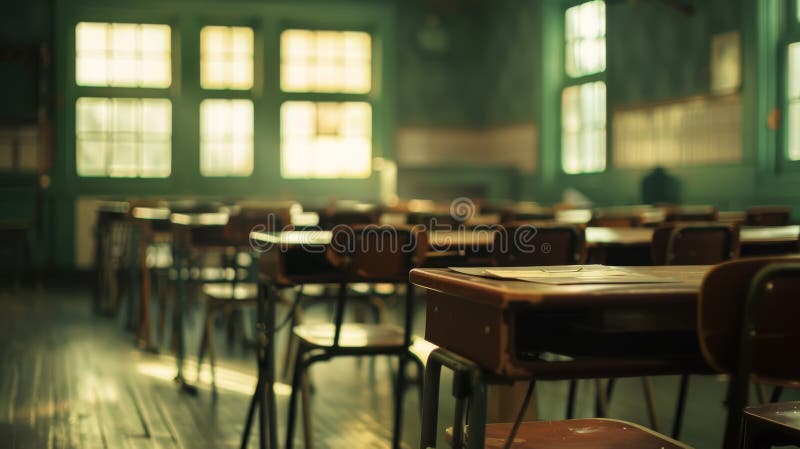 Empty Chairs in Classroom in Public School with Different Nature Over ...