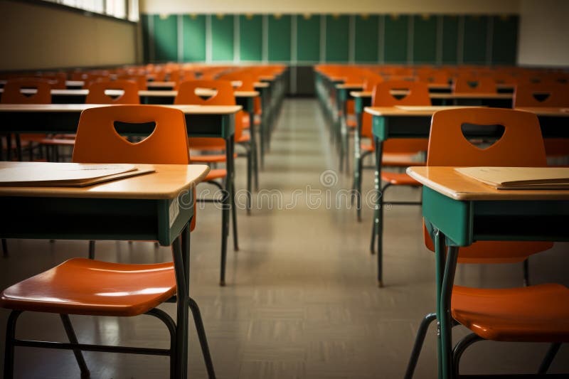 Empty Chairs in Classroom in Public School with Different Nature Over ...