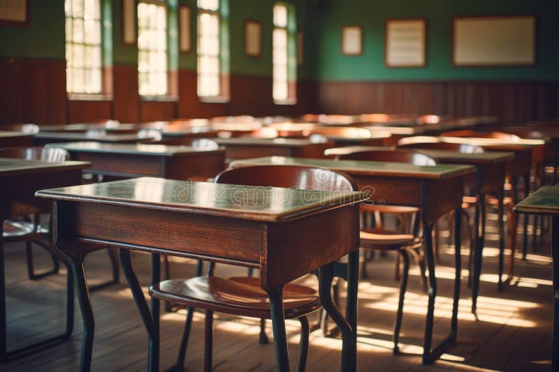 Empty Chairs in Classroom in Public School with Different Nature Over ...