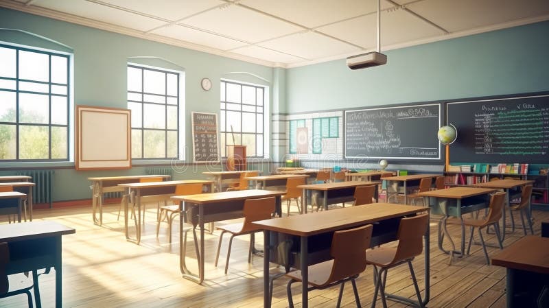 Empty Chairs in Classroom in Public School with Different Nature Over ...