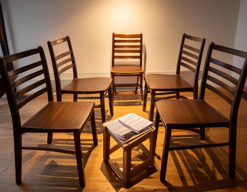 Empty Chairs in Inviting Room, with Stack of Support Stock Illustration ...