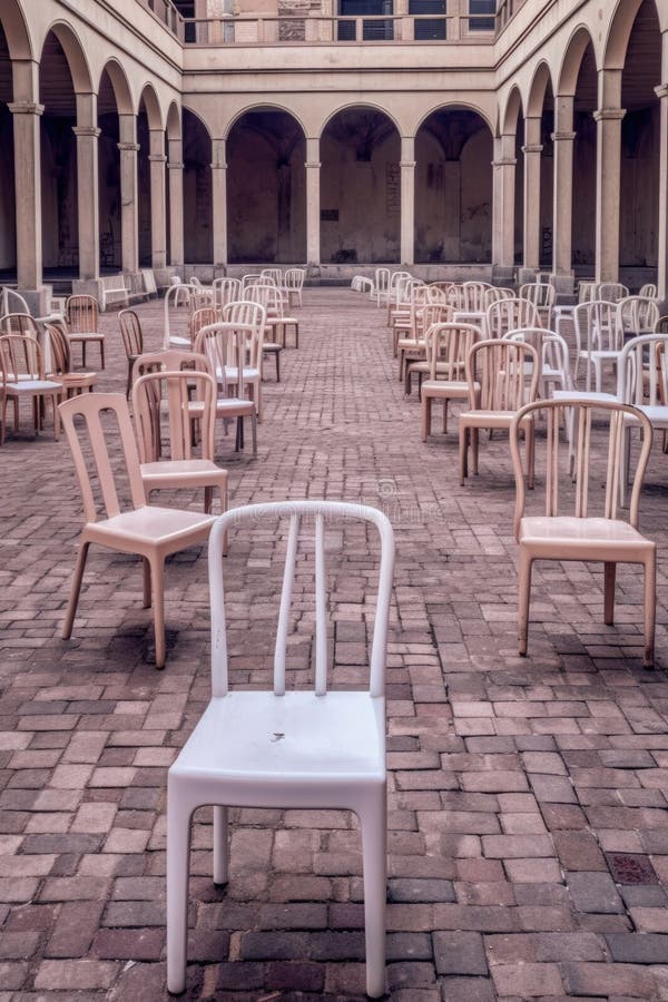 Empty Chairs in a Public Space, Symbolizing Absence Stock Illustration ...