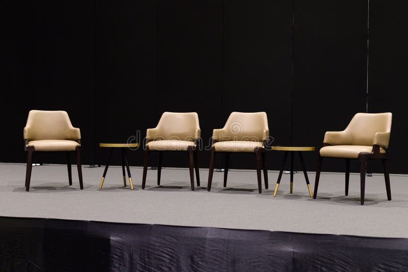 Empty Chairs on Stage Ready for Seminar Stock Photo - Image of ...
