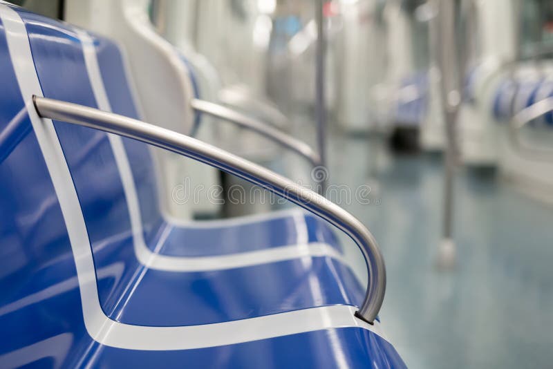 Empty Chairs in Subway Train during COVID 19 Pandemic Stock Photo ...
