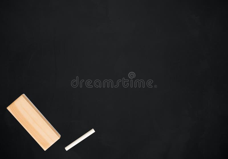 Empty Chalkboard with Chalk Stock Photo - Image of media, blackboard ...