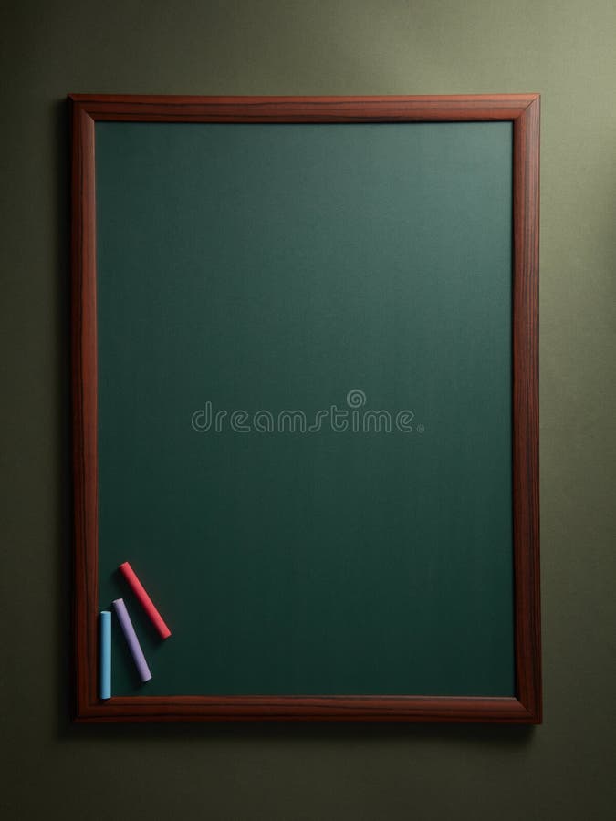 Empty Chalkboard with Colorful Chalks Stock Photo - Image of business ...