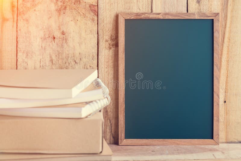 Empty Chalkboard with Free Copy Space and Notebook Stock Photo - Image ...