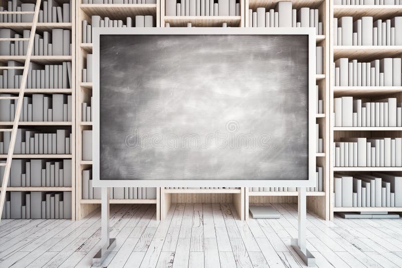 Empty Chalkboard in Library Stock Illustration - Illustration of inside ...