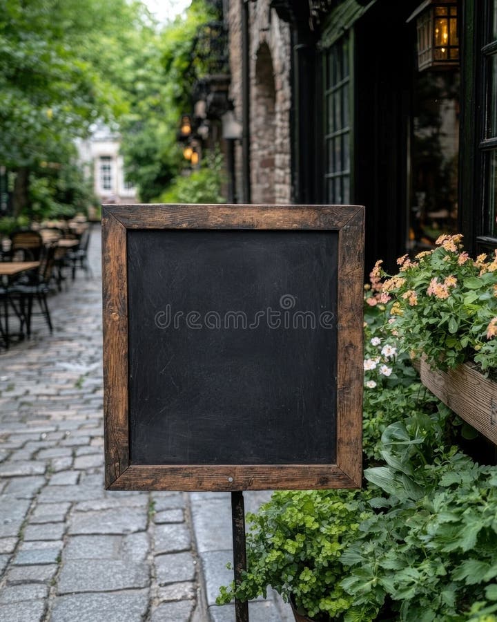 An Empty Chalkboard Sign Outside a Restaurant. Stock Illustration ...