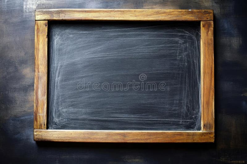Empty Chalkboard with Wooden Frame and Dark Background for School ...