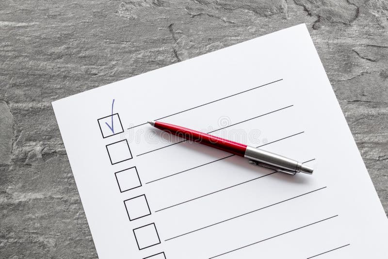 Empty Check List Ready To Fill on Grey Background Top View Stock Image ...