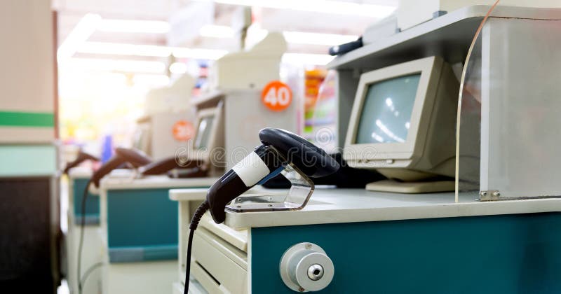 Empty Checkout Counter with Terminal Stock Photo - Image of customer ...