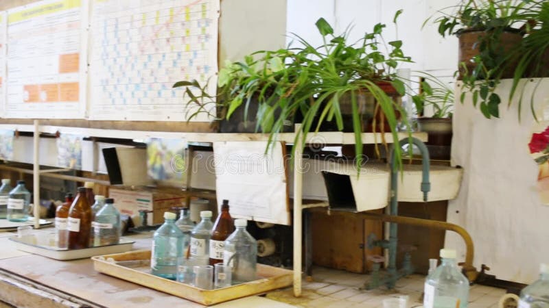 Empty Chemical Laboratory - Tables with Many Stock Footage - Video of ...
