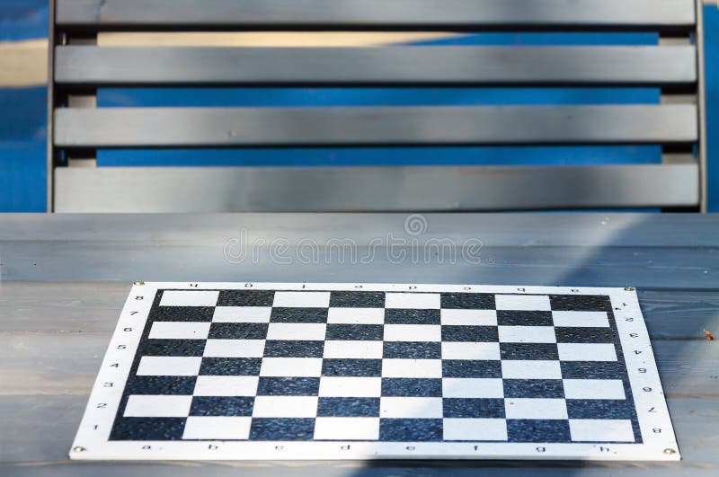 Empty Chess Board Table with Park Bench. Outdoor Activities Concept ...
