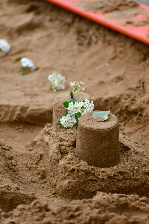 Empty Children S Sandbox with Crafts and Flowers, Russia Stock Image ...