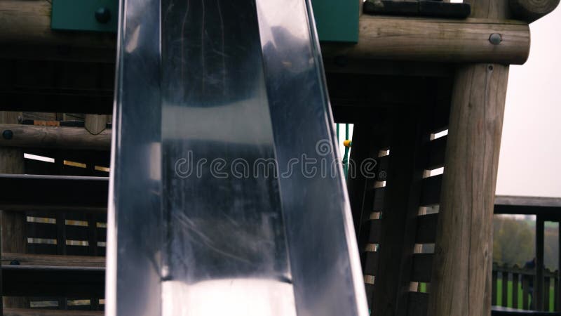 Empty Children Slide in Urban Park Stock Video - Video of outside ...