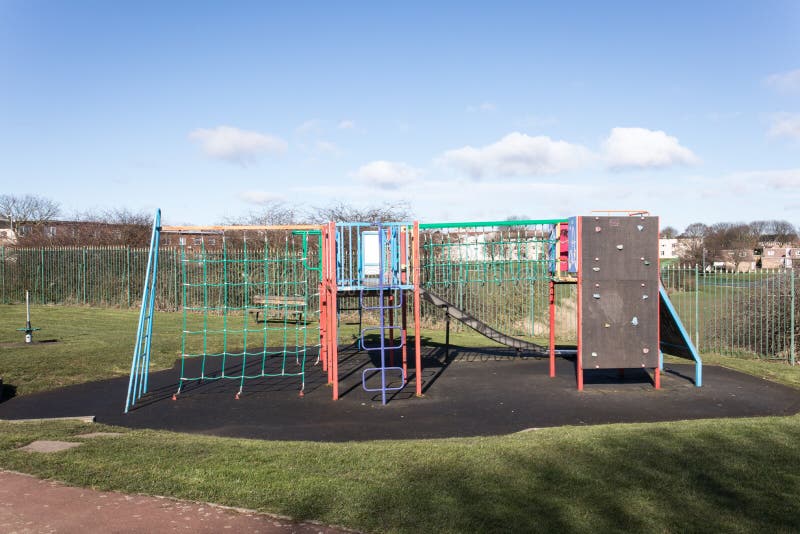 Empty Childs Playground in Enclosed Park Area in Residential Area ...