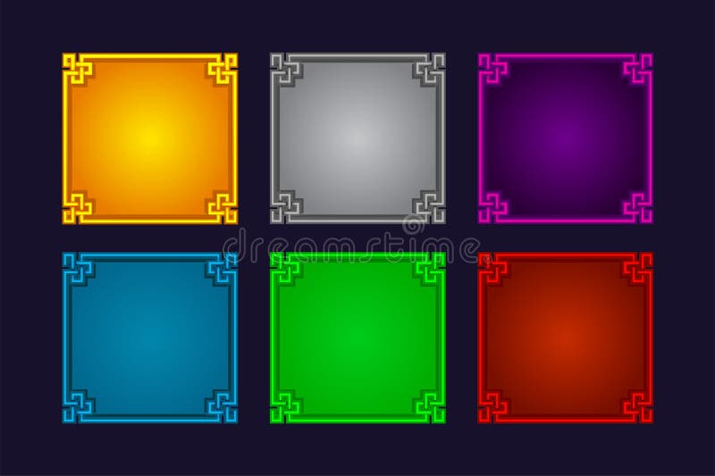 Empty China Frames in Color. Square Frames or Border Stock Vector ...