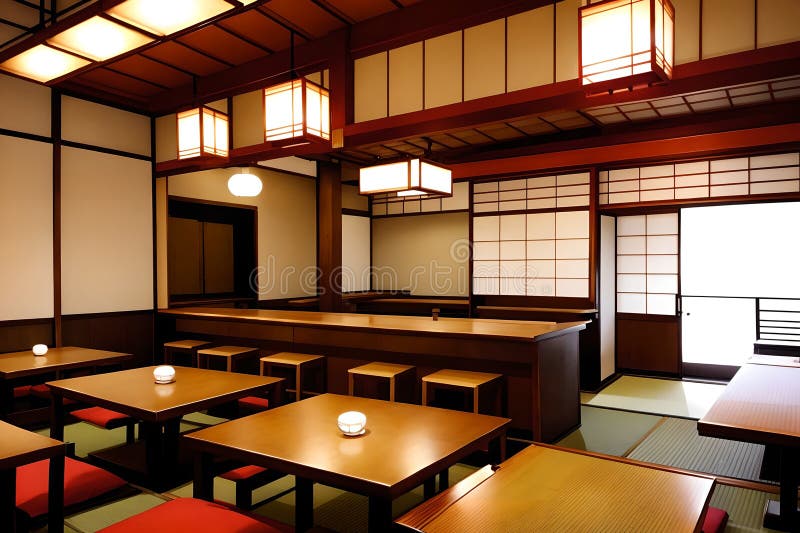 Empty Chinese Restaurant with Counter Stock Illustration - Illustration ...