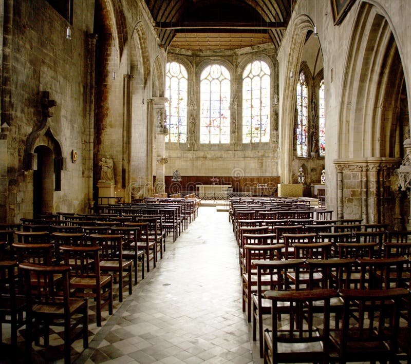 Empty church with stools stock photo. Image of empty - 67179852