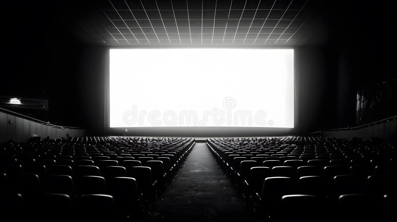 Empty Cinema Hall with a Bright Screen Ahead Stock Image - Image of ...