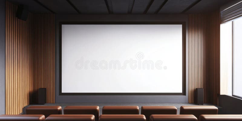 Empty Cinema Room with Large Blank Screen and Comfortable Seating Stock ...