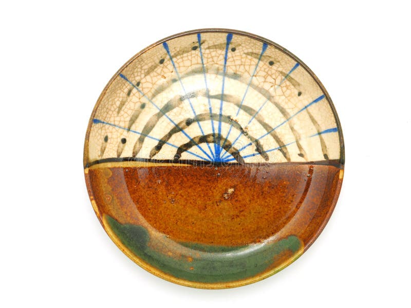 Empty Circle Brown Ceramic Plate Isolated on a White Background. Stock ...