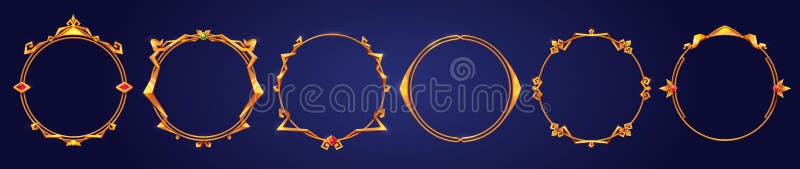 Empty Circle Golden Frames Medieval Style Stock Vector - Illustration ...