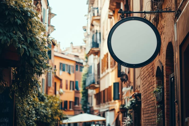 An Empty Circle Shape Billboard Sign Mockup in an Urban Setting. Stock ...