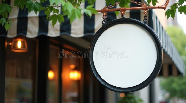 Empty Circular Signboard Hanging from a Copper Bracket Outside a ...