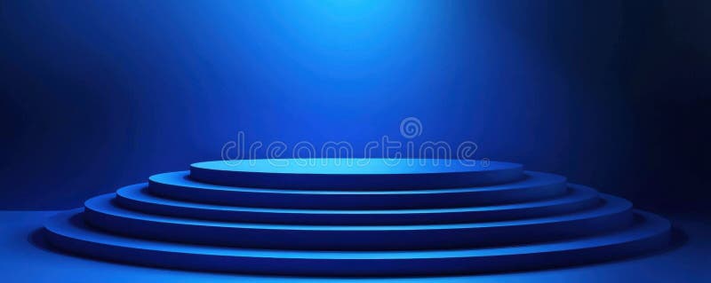 Empty Circular Stage with Dramatic Blue Gradient Background Stock Image ...