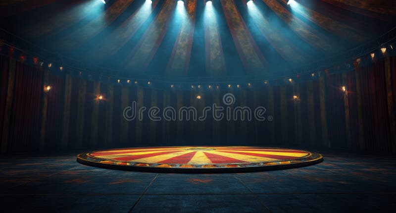 The Empty Circus Stage, Illuminated by Garlands, Creates a Magical ...