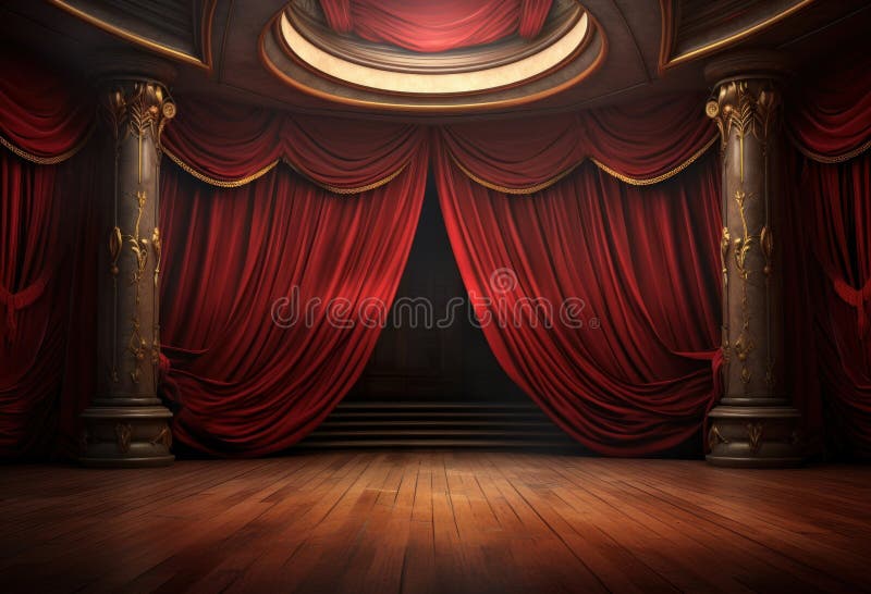 An Empty Circus Stage with Red Curtains Stock Image - Image of broadway ...
